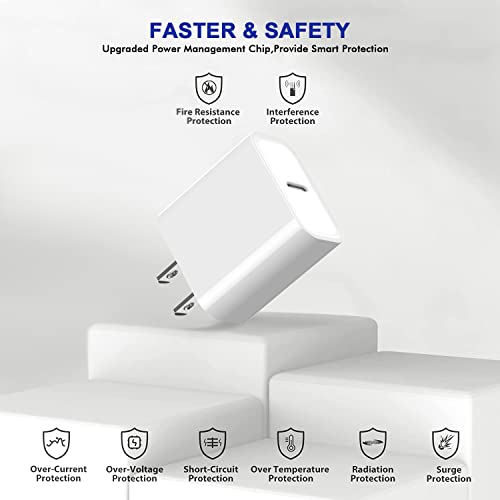 3Pack USB C Charger,Apple Charger Adapter,Fast iPhone Charger Block, Quick Fast Charging PD Adapter Plug 20W Power Delivery Type C Fast Charging Block for iPhone 14 13 12 11 iPad Pro/Air/Mini/AirPods