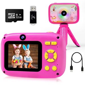 kids camera-camera for kids with time-lapse photography, 40mp dual selfie kids digital camera for girls boys 3-12 year, 1080p hd video cameras christmas birthday gift with 32gb sd card, card reader