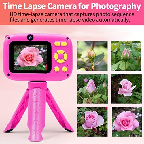 Kids Camera-Camera for Kids with Time-Lapse Photography, 40MP Dual Selfie Kids Digital Camera for Girls Boys 3-12 Year, 1080P HD Video Cameras Christmas Birthday Gift with 32GB SD Card, Card Reader