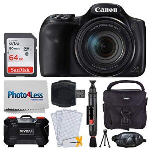 canon powershot sx540 hs digital camera + 64gb memory card + camera case + usb card reader + vivitar memory hard case (24 slots) + hand grip + complete accessory bundle (renewed)