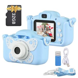 andoer x7 mini kids digital camera 1080p for 20mp dual lens 2.0 inch ips screen built-in battery with 32gb memory card usb card reader neck strap birthday for boys girls