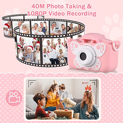 Andoer X7 Mini Kids Digital Camera 1080P for 20MP Dual Lens 2.0 Inch IPS Screen Built-in Battery with 32GB Memory Card USB Card Reader Neck Strap Birthday for Boys Girls