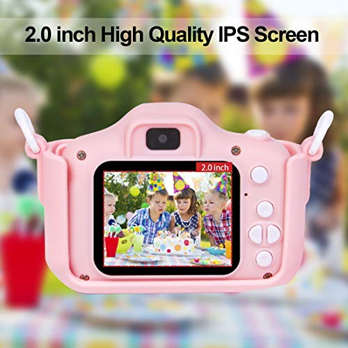 Phankey Kids Camera for Girls, 20MP1080P Digital Camera for Toddler 3 4 5 6 7 8 Year Old with 32GB Card,Soft Silicone Shockproof Case, Great Gift for Girls(Pink)