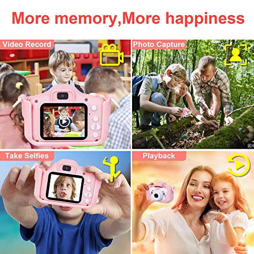 Phankey Kids Camera for Girls, 20MP1080P Digital Camera for Toddler 3 4 5 6 7 8 Year Old with 32GB Card,Soft Silicone Shockproof Case, Great Gift for Girls(Pink)