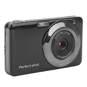 Digital Camera, 2.7in 48MP HD Kids Camera 8X Optical Zoom Compact Portable Mini Cameras, USB Rechargeable Video Camera Supports 32GB Card for Students, Teens, Kids Black