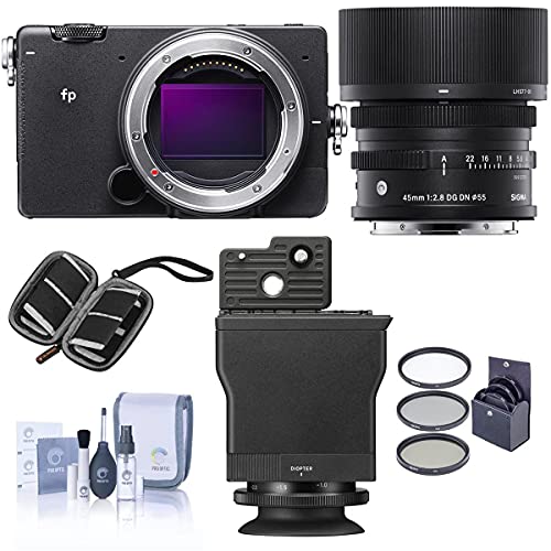 Sigma fp Mirrorless Digital Camera with 45mm f/2.8 DG DN Contemporary Lens, Bundle with Sigma LVF-11 LCD Viewfinder & Filter Kit