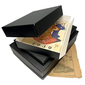 Lineco, 16x20x3 Black Museum Archival Storage Box, Drop Front Design. Acid-Free with Metal Edge. Protects Picture Longevity, Organize Photos, Documents, Crafts, DIY.