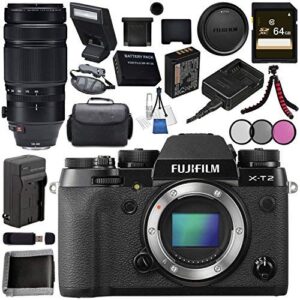 fujifilm x-t2 mirrorless digital camera (body only) 16519247 + fujifilm xf 100-400mm f/4.5-5.6 r lm ois wr lens 16501109 bundle