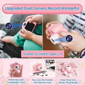 Acuvar Full 1080P Kids Selfie HD Compact Digital Photo and Video Rechargeable Camera with 32GB TF Card & 2" LCD Screen and Micro USB Charging Drop Proof (Pink)