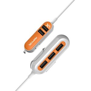 RapidX X5 Car Charger with 5 USB Ports for iPhone and Android - Orange