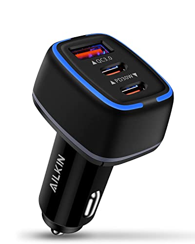 78W USB C Car Charger, Super Fast Charging Cigarette Lighter Adapter, 3 Port Power Delivery Auto Cargador for Samsung Galaxy S22 Ultra, Apple iPhone 14 Pro Max 13, iPad, Google Pixel, Kindle Fire, PS5