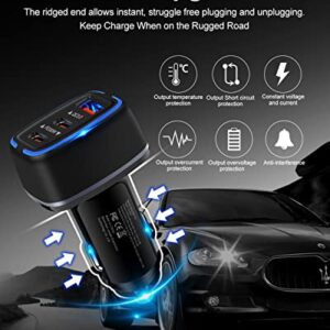 78W USB C Car Charger, Super Fast Charging Cigarette Lighter Adapter, 3 Port Power Delivery Auto Cargador for Samsung Galaxy S22 Ultra, Apple iPhone 14 Pro Max 13, iPad, Google Pixel, Kindle Fire, PS5