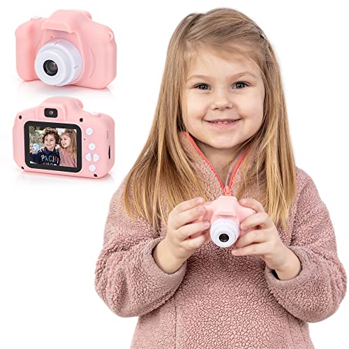 Kids Camera for Girls Upgrade 40MP, Christmas Birthday Gift Camera for Kids Age 3-9, 1080p HD Digital, Toddler Camera Age 3 4 5 6 7 8. Kids Digital Camera, Dual-Lens, 32GB SD Card Included-Pink