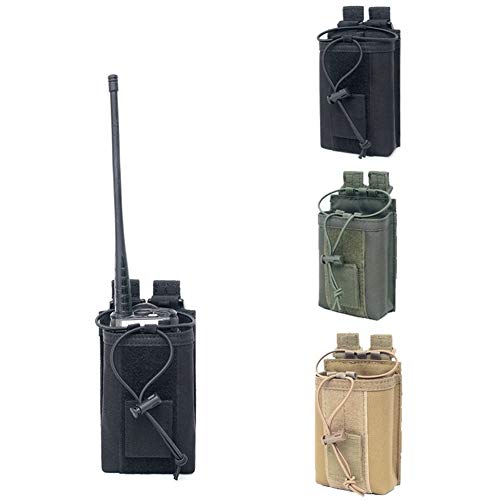 Tactical Radio Pouch Holder Molle Radio Holster Military Heavy Duty Radios Pouch Bag for Two Ways Walkie Talkies, Adjustable Storage Tools Case (Khaki)