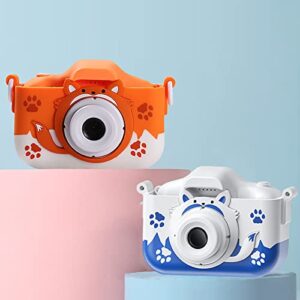 new children’s photography video hd mini digital camera front and rear dual lens 4000w hd children’s gift camera christmas parent child birthday gift, for 3 4 5 6 7 8 year old girls (orange)