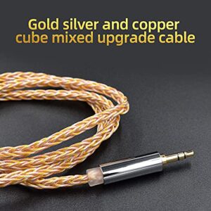 erjigo KZ Gold Silver Mixed Braiding Upgrade Cable 2 pin 0.75mm Replacement Earbuds Audio Cable Compatile with (C Pin (KZ-ZSN/ZSN PRO/ZS10 PRO))