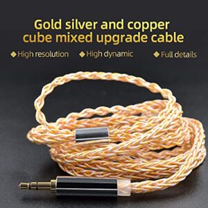 erjigo KZ Gold Silver Mixed Braiding Upgrade Cable 2 pin 0.75mm Replacement Earbuds Audio Cable Compatile with (C Pin (KZ-ZSN/ZSN PRO/ZS10 PRO))