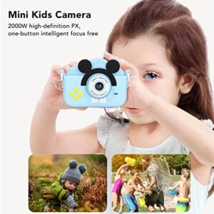 Kids Camera Multifunction Digital Camera Blue Mini Children Cute Cartoon HD Digital Camera Video Recorder with Lanyard