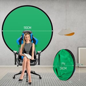 【Updated】 Portable Webcam Background, 110cm Collapsible Green Background 2-in-1 Green and Blue Screen for Video Chats, Zoom, Green Screen for Chair