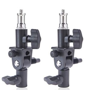 wellmaking 2pcs u shape tilt adapter swivel mount umbrella holder light stand with standard 1/4 to 3/8 inch metal male screw adapter spigot stud for studio light stand, hotshoe/coldshoe adapter