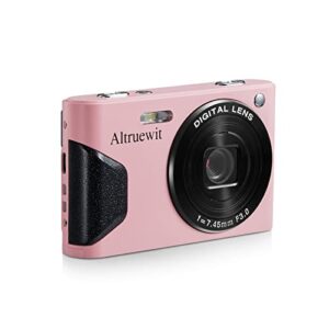 kids digital camera 16x digital zoom 48mp 4k hd selfie camera for boys girls teens adult beginners elderly portable compact students camera, 2.7 inches altruewit (rose gold)