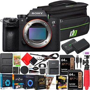 sony a7r iii mirrorless full frame camera body new version ilce-7rm3a/b bundle with deco gear photography bag case + extra battery + 2 x 64gb memory cards + photo video software kit & accessories