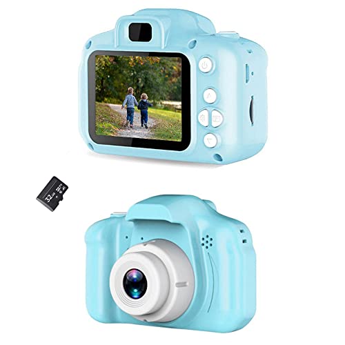 Acuvar Full 1080P Kids Selfie HD Compact Digital Photo and Video Rechargeable Camera with 32GB TF Card & 2" LCD Screen and Micro USB Charging Drop Proof (Blue)