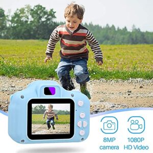 Acuvar Full 1080P Kids Selfie HD Compact Digital Photo and Video Rechargeable Camera with 32GB TF Card & 2" LCD Screen and Micro USB Charging Drop Proof (Blue)