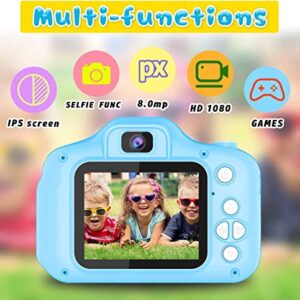 Acuvar Full 1080P Kids Selfie HD Compact Digital Photo and Video Rechargeable Camera with 32GB TF Card & 2" LCD Screen and Micro USB Charging Drop Proof (Blue)