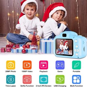 Acuvar Full 1080P Kids Selfie HD Compact Digital Photo and Video Rechargeable Camera with 32GB TF Card & 2" LCD Screen and Micro USB Charging Drop Proof (Blue)