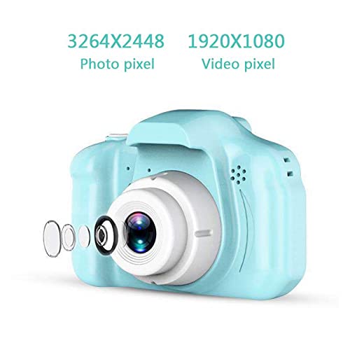 Acuvar Full 1080P Kids Selfie HD Compact Digital Photo and Video Rechargeable Camera with 32GB TF Card & 2" LCD Screen and Micro USB Charging Drop Proof (Blue)