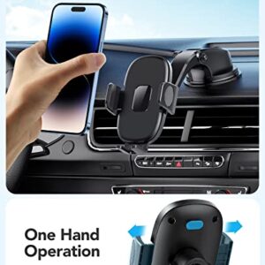 Car Phone Holder, Zethors Phone Mount for Car Dashboard Air Vent Cradle Stable Suction with 360° Flexible, Shockproof 2-in-1 Car Phone Holder Compatible with iPhone 13 Pro Max 12 11, iOS Android Phone