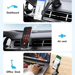 Car Phone Holder, Zethors Phone Mount for Car Dashboard Air Vent Cradle Stable Suction with 360° Flexible, Shockproof 2-in-1 Car Phone Holder Compatible with iPhone 13 Pro Max 12 11, iOS Android Phone