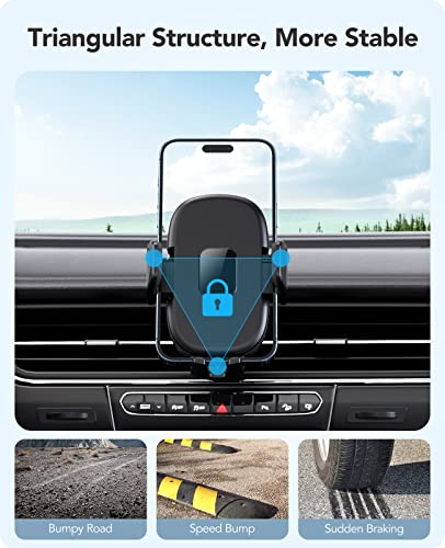 Car Phone Holder, Zethors Phone Mount for Car Dashboard Air Vent Cradle Stable Suction with 360° Flexible, Shockproof 2-in-1 Car Phone Holder Compatible with iPhone 13 Pro Max 12 11, iOS Android Phone