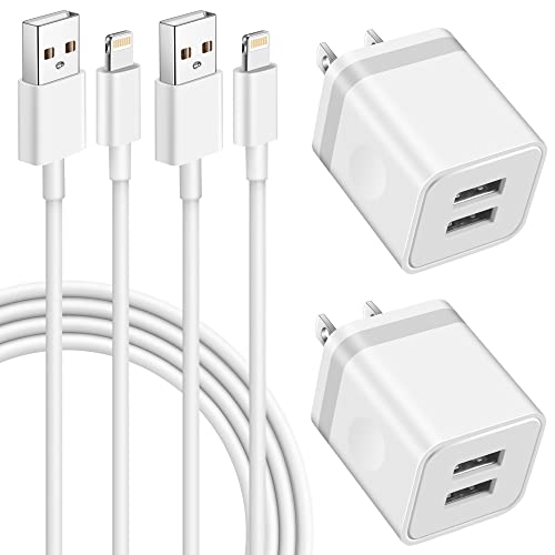 iPhone Charger [MFi Certified], LUOSIKE 2 X 10FT iPhone Charger Cord Long Charging Cable + 2-Pack Dual USB Wall Charger Block Cube Adapter Plug for iPhone 13 12 Pro Max 11 XS XR X 8 7 6 Plus SE, iPad