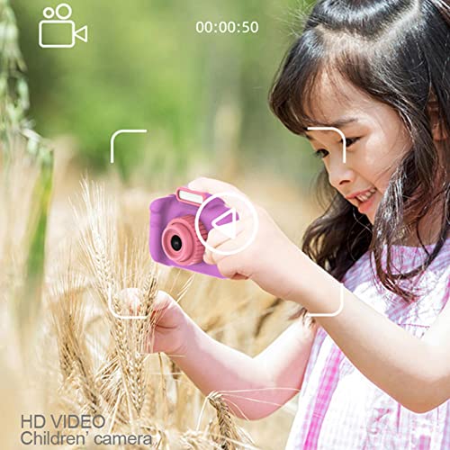 Portable Lightweight 1080P HD Children's Digital Camera, 4800 W Front and Rear,Video and Games,8xdigital Zoom,tf-Card Max 32g with Flashlight,800mah Battery,Gifts for Children (Purple)