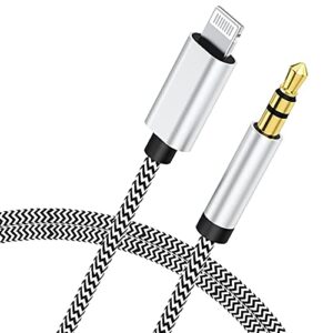 [apple mfi certified] iphone to 3.5mm car aux stereo audio cable (3ft/1m), lightning to 3.5mm nylon aux adapter compatible with iphone 14/13 pro/12/11/xs/xr/x 8 7/ipad to home stereo/speaker/headphone