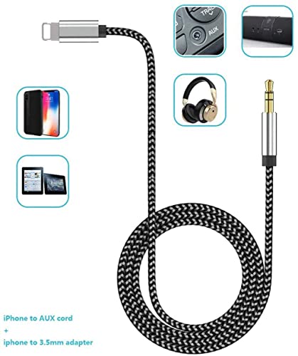 [Apple MFi Certified] iPhone to 3.5mm Car AUX Stereo Audio Cable (3FT/1M), Lightning to 3.5mm Nylon AUX Adapter Compatible with iPhone 14/13 Pro/12/11/XS/XR/X 8 7/iPad to Home Stereo/Speaker/Headphone