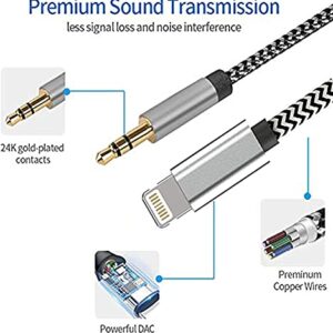 [Apple MFi Certified] iPhone to 3.5mm Car AUX Stereo Audio Cable (3FT/1M), Lightning to 3.5mm Nylon AUX Adapter Compatible with iPhone 14/13 Pro/12/11/XS/XR/X 8 7/iPad to Home Stereo/Speaker/Headphone