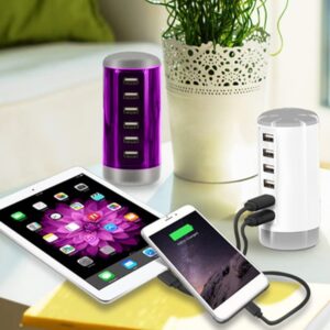 USB Charger USB Charging Station 30W 6-Port USB Desktop Charging Station Hub Wall Charger for iPhone iPad Tablets Smartphones Multi-Port Wall Charger (Purple)