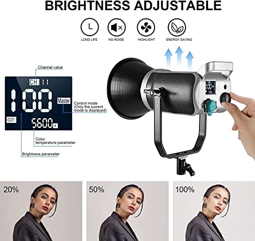 GVM 200W LED Video Light with Softbox, SD200D Photography Studio Lighting Kit with Bluetooth/DMX Control, 93000lux@0.5m 3200K-5600K Bi-Color Continuous Output Lighting for YouTube, Video, Filming