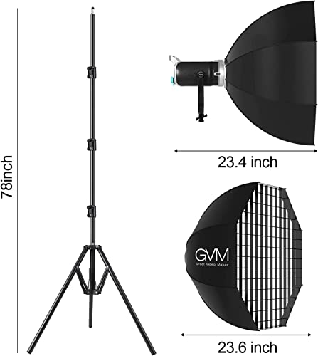 GVM 200W LED Video Light with Softbox, SD200D Photography Studio Lighting Kit with Bluetooth/DMX Control, 93000lux@0.5m 3200K-5600K Bi-Color Continuous Output Lighting for YouTube, Video, Filming