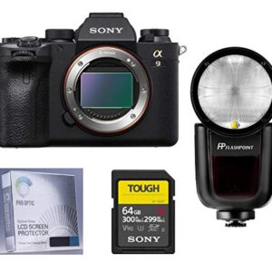 Sony Alpha a9 II Mirrorless Digital Camera Body, ILCE9M2/B Speedlight Bundle with Flashpoint Zoom Li-on X R2 TTL On-Camera Flash and Accessories