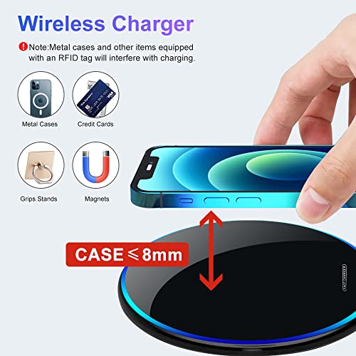 Hodiax Fast Wireless Charger, 15W Max Wireless Charging Pad Compatible with iPhone SE/11/12/13/X/XR/8,AirPods, Samsung Galaxy, Google Pixel(No AC Adapter)