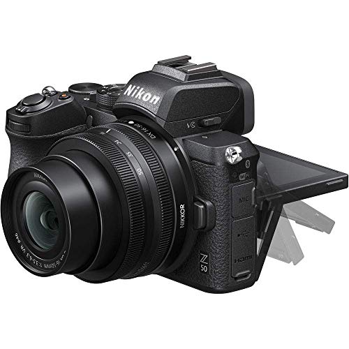 Nikon Z 50 Mirrorless Camera with 16-50mm Lens (1633) + 50-250mm Lens + 4K Monitor + FTZ Mount Adapter + Headphones + Mic + 3 x EN-EL25 Battery + 2 x 64GB Cards + More (International Model) (Renewed)