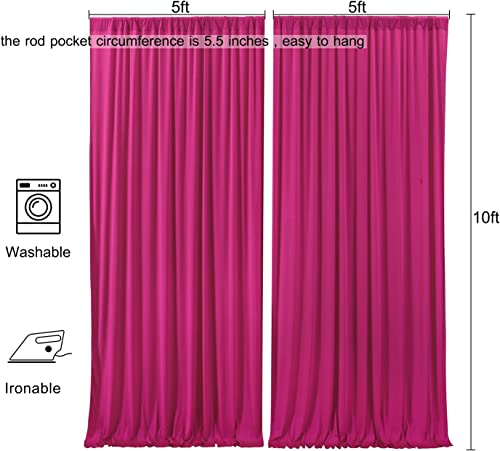 AK TRADING CO. 10 feet x 10 feet Polyester Backdrop Drapes Curtains Panels with Rod Pockets - Wedding Ceremony Party Home Window Decorations - Fuchsia (DRAPE-5x10-FUCHSIA)