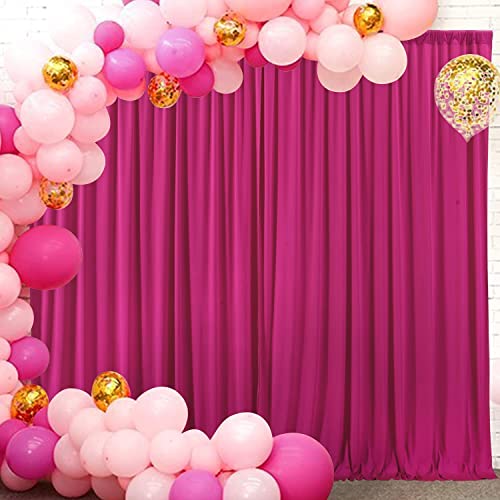 AK TRADING CO. 10 feet x 10 feet Polyester Backdrop Drapes Curtains Panels with Rod Pockets - Wedding Ceremony Party Home Window Decorations - Fuchsia (DRAPE-5x10-FUCHSIA)