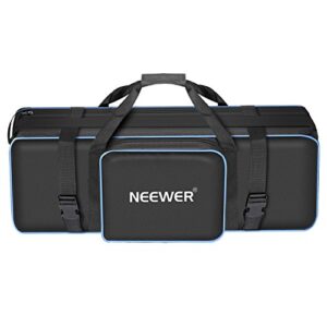 Neewer Photo Studio Equipment 30"x10"x10"/77x25x25cm Centimeters Large Carrying Case with Strap for Tripod, Light Stand, Photo Lighting Bundle Kit, Padded Compartments, Big Cushion Storage(Black/Blue)