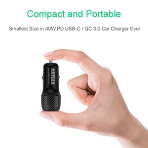 Car Charger, Arteck 40W/8A PD USB-C/Quick Charge 3.0 USB Port Adapter with 2 USB Port, Compatible iPhone 14 14 Pro 13 13 Pro Max 13 Mini 12 11 SE Xs Xr X, iPad, Samsung Galaxy Note Other Smartphone