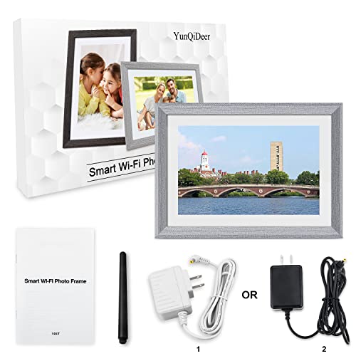 FRAMEO Digital Picture Frame WiFi 10.1 inch IPS Touch Screen HD Display,16GB Storage, Auto-Rotate,Easy Setup to Share Photos or Videos via Frameo APP